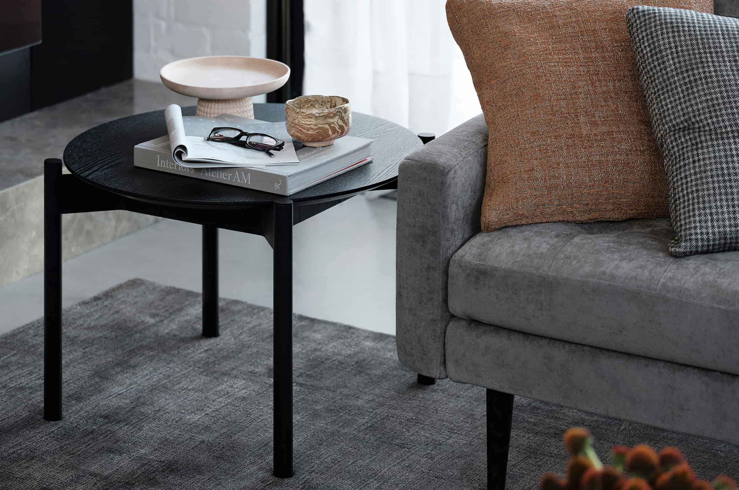 Eto Timber Side Table | Occasional Tables| Timber Veneer | Round Marble ...