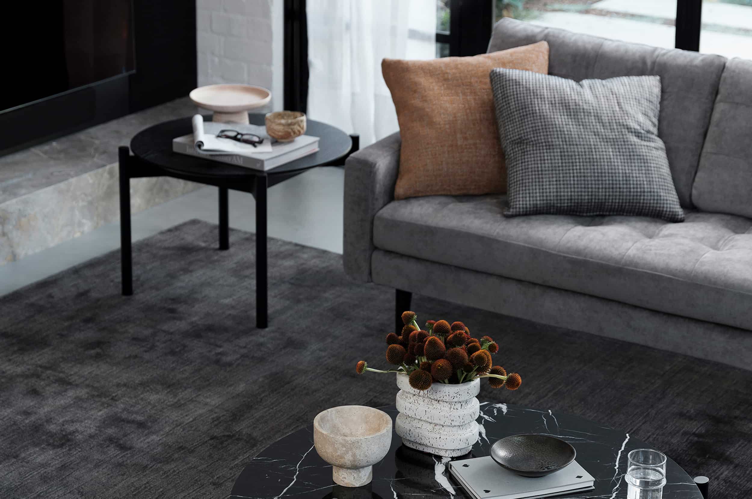 Eto Timber Side Table | Occasional Tables| Timber Veneer | Round Marble ...